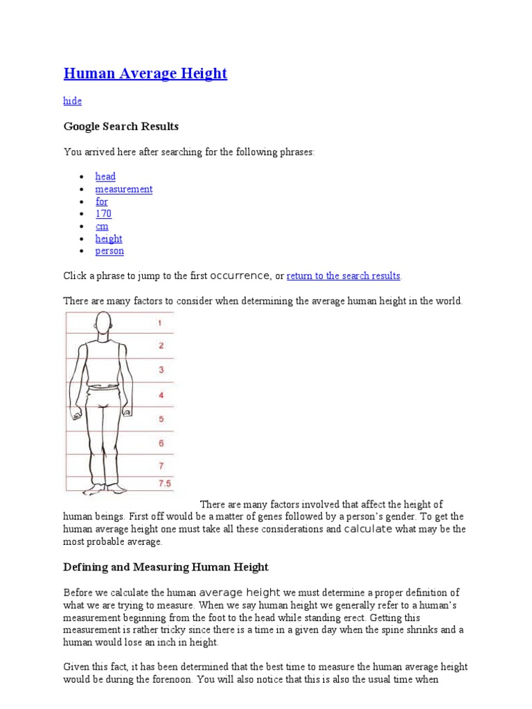 Global Average Human Height Insights | PDF | Measurement | Gender