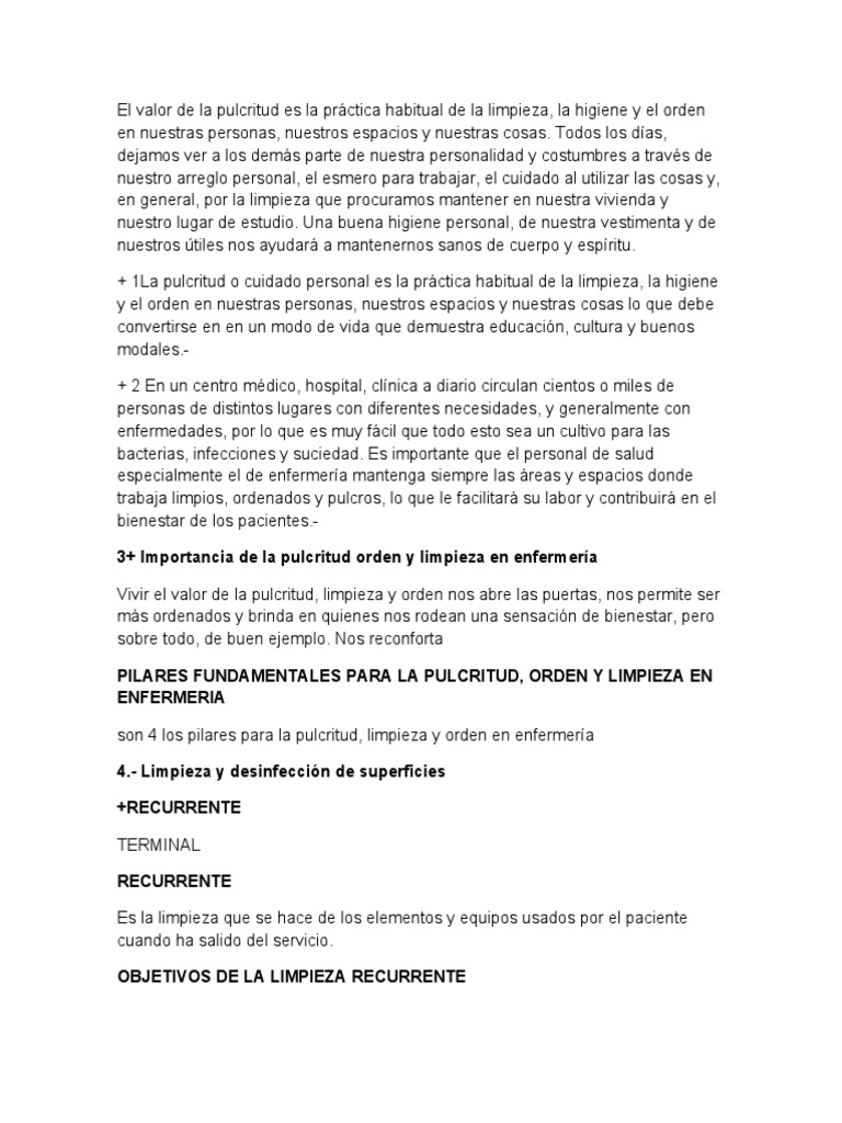 PULCRITUD | PDF | Enfermería | Ciencias de la Salud