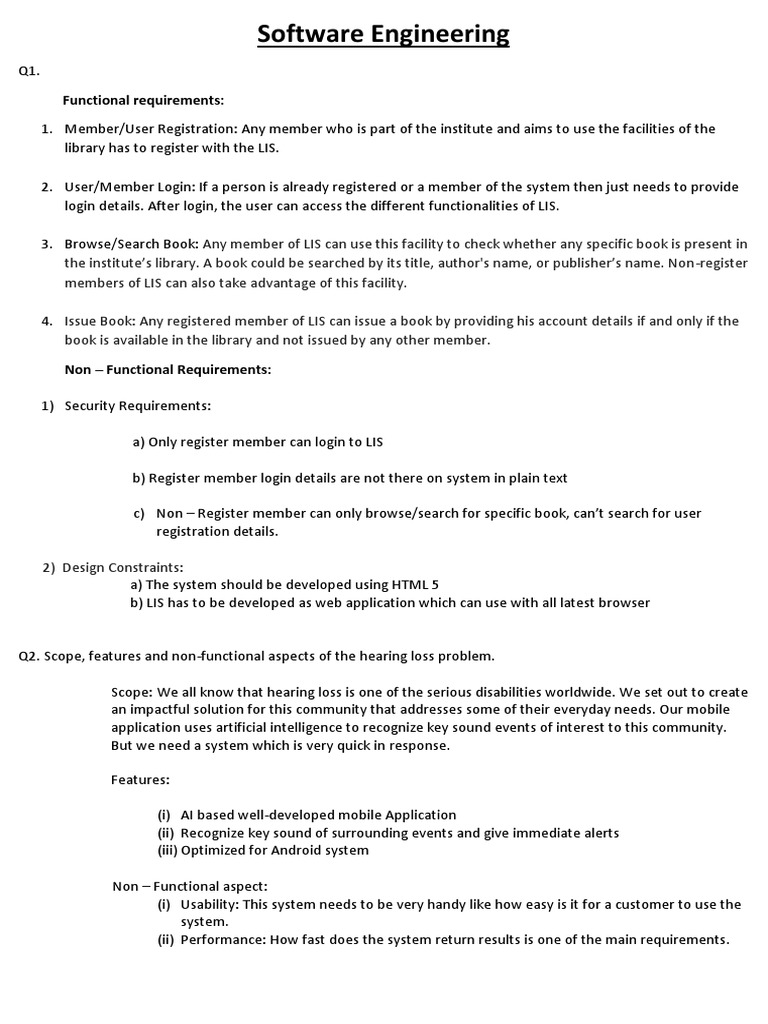 Software Engineering: Functional Requirements | PDF | Application ...