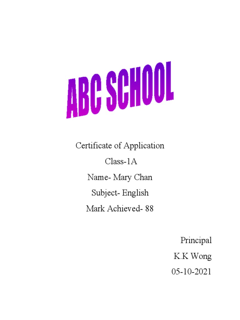 Certificate of Application | PDF