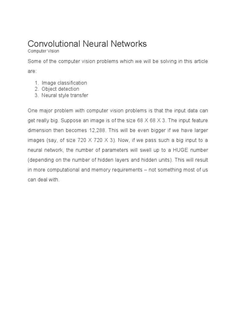 Convolutional Neural Networks: Computer Vision | PDF | Artificial ...