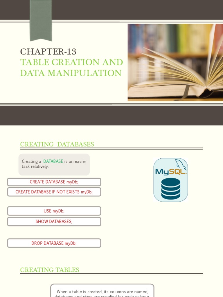 CH-13 Table Creation and Data Manipulation | PDF | Table (Database) | Software Engineering