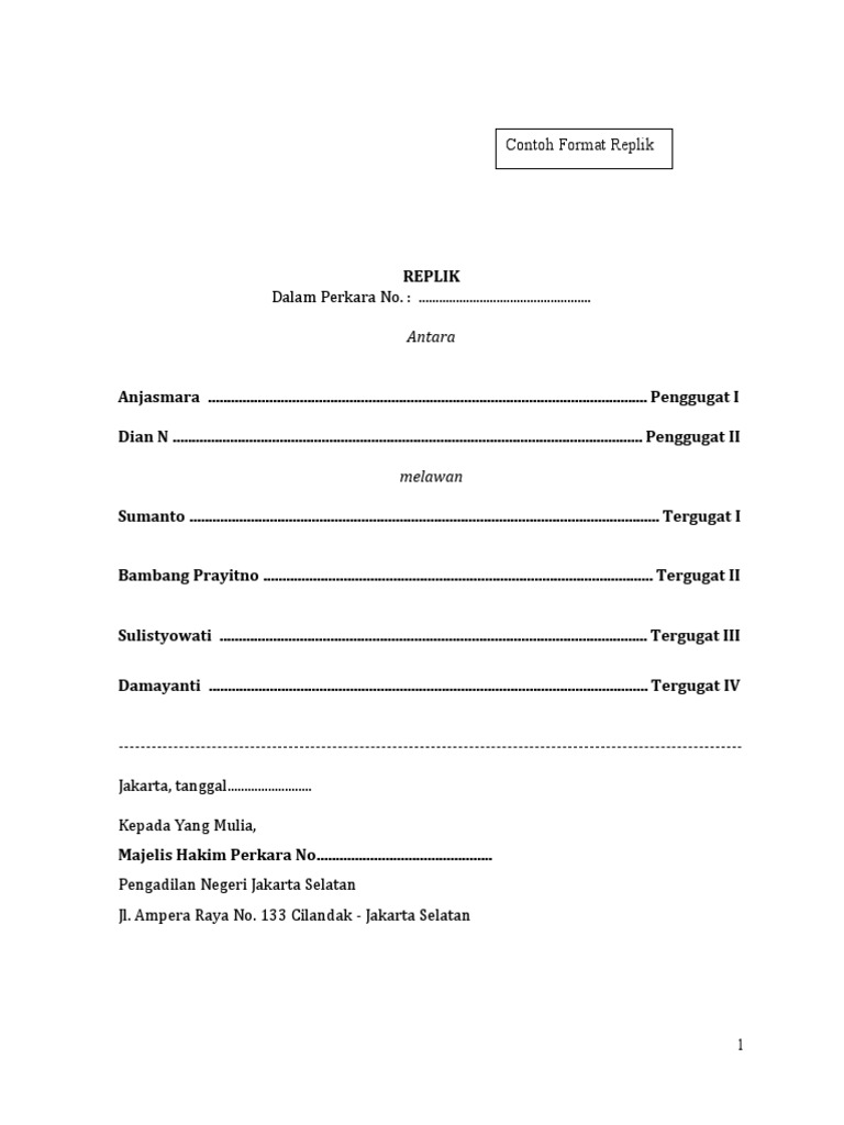 Contoh Format Replik PMH | PDF