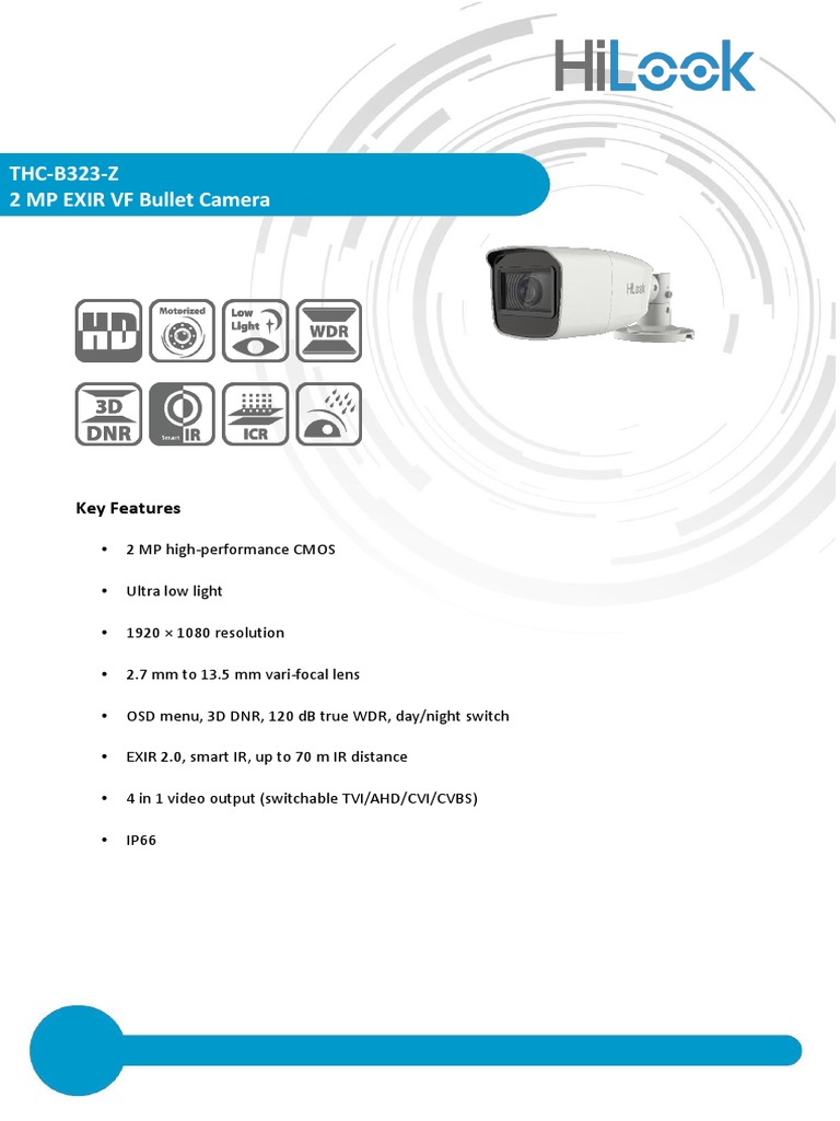THC-B323-Z 2 MP EXIR VF Bullet Camera: Key Features | PDF | Video | Camera