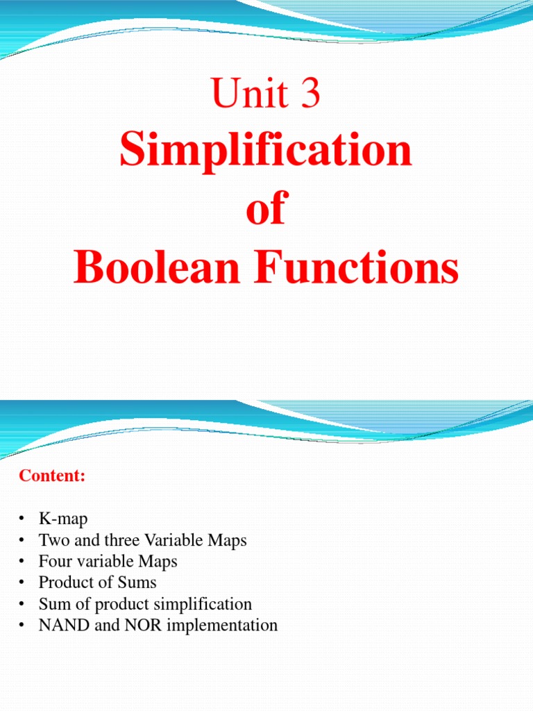 Chapter 3 Simplification Of Boolean Functions Pdf Logic Gate Digital Electronics