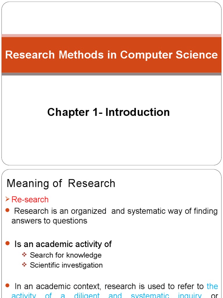 Research Methods in Computer Science: Chapter 1-Introduction | PDF ...