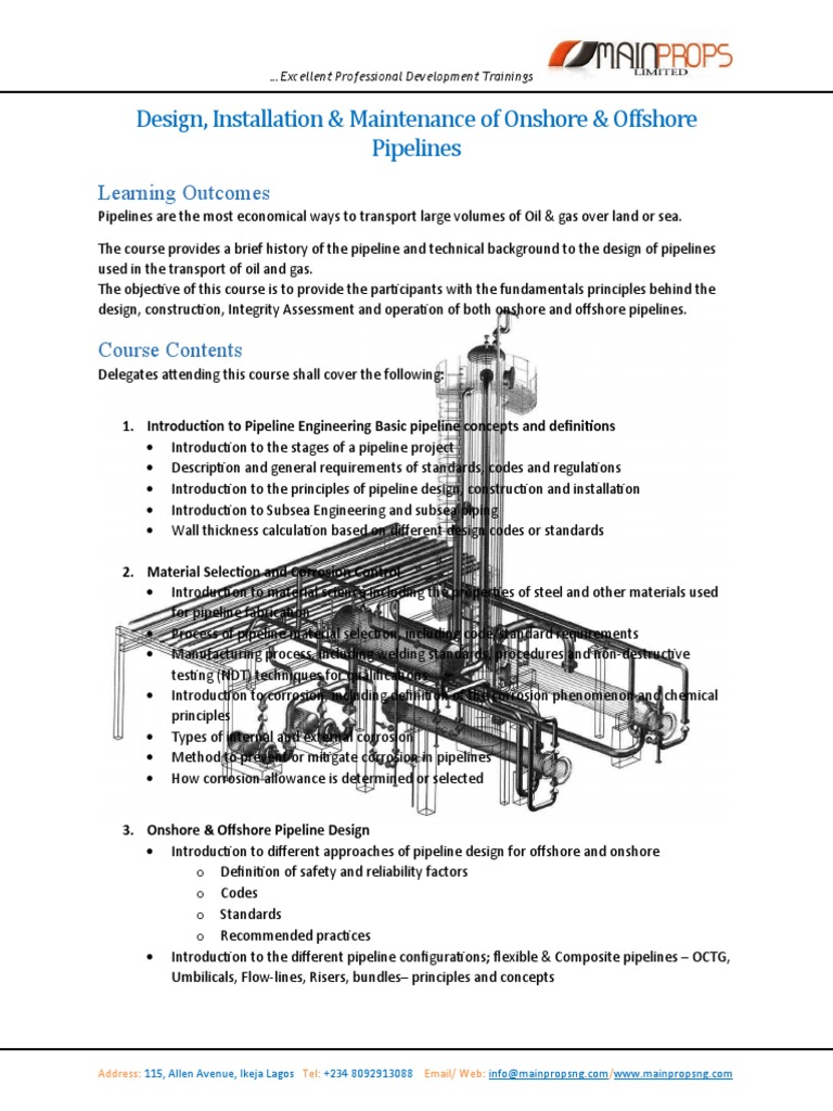 Design Installation and Operation of Onshore N Offshore Pipelines | PDF | Pipeline Transport ...