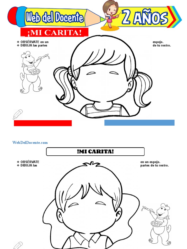 Guía para dibujar partes del rostro y colorear emociones en niños | PDF