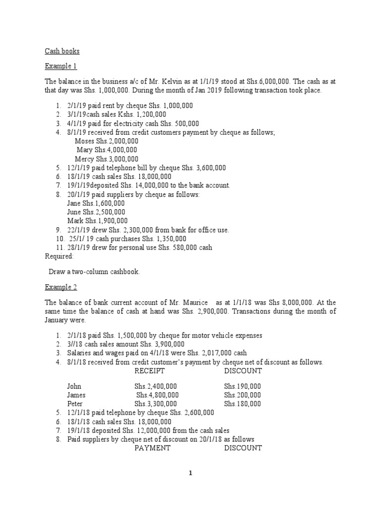 Bank Reconciliation Questions and Cash Book Questions May 2020 Final ...