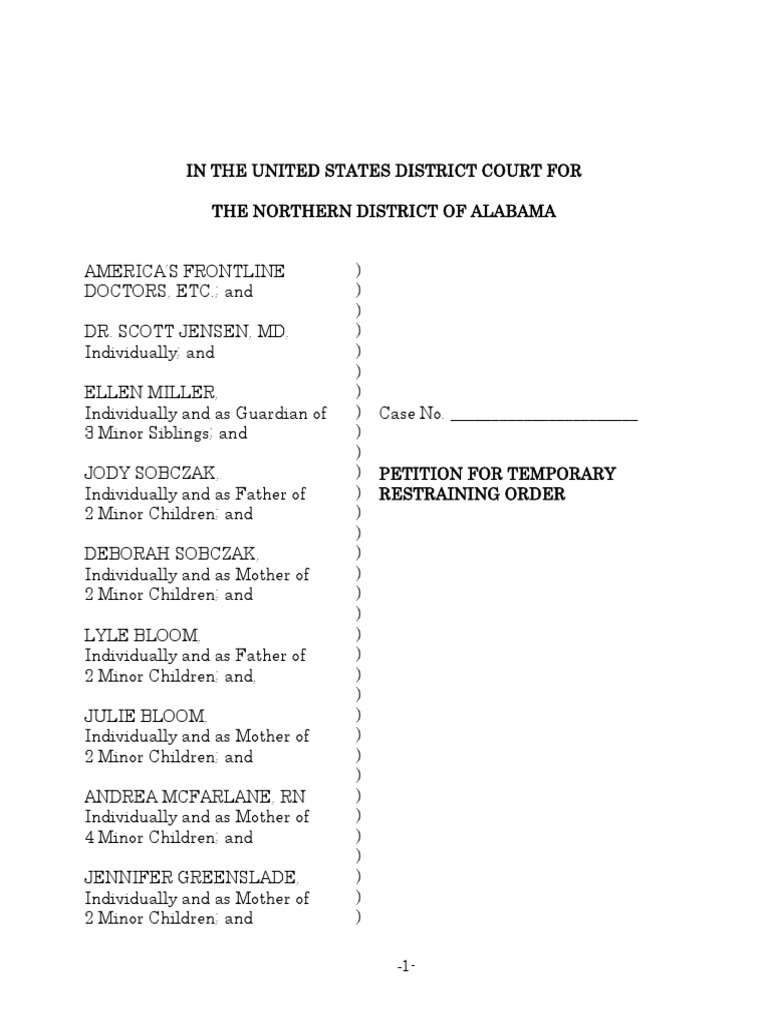 TR 2 MOTION FOR TRO For Filing | PDF | Physician | Clinical Trial