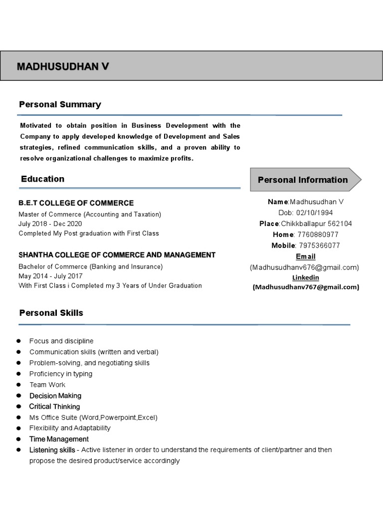 Resume BDA | PDF