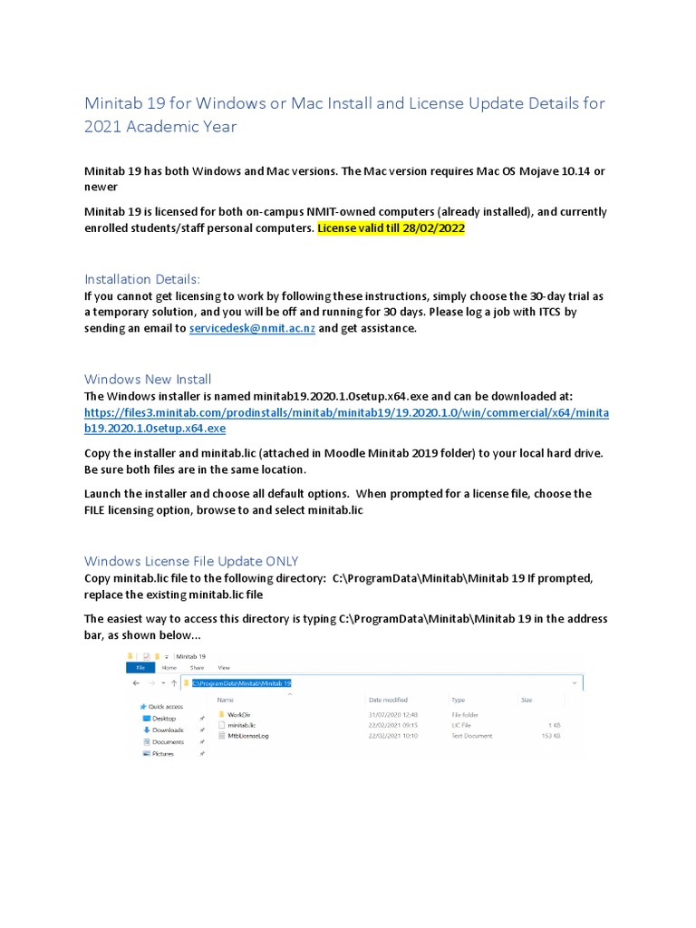 Minitab 19 Installation and Licensing Guide | PDF | Computer File ...