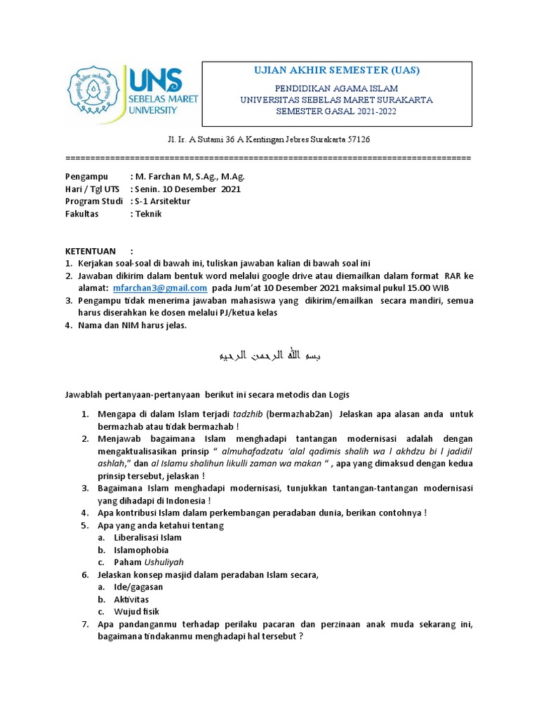 Uas Pai S1 Ars 21 | PDF | Ilmu Sosial