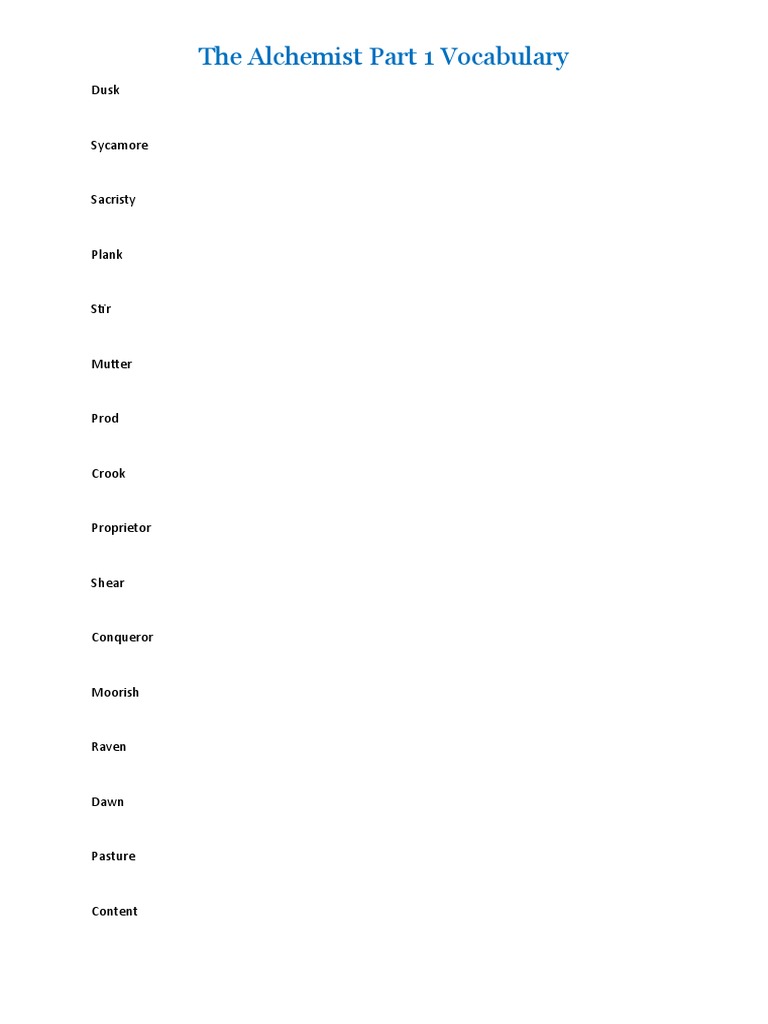 The Alchemist Vocabulary | PDF