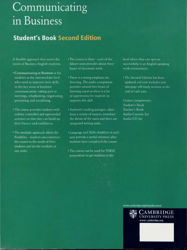 Sweeney Simon Communicating in Business Students Book | PDF ...