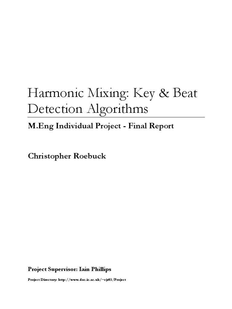 Harmonic Mixing: Key & Beat Detection Algorithms | PDF | Disc Jockey ...