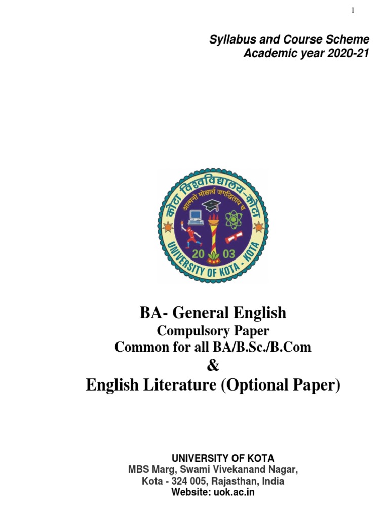BA 1st Year English Compulsory Syllabus | PDF | Poetry