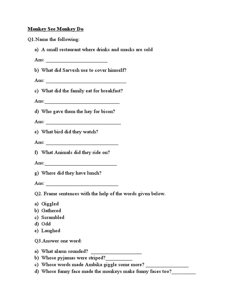 Monkey See, Monkey Do: Activity Guide | PDF | Teaching Methods & Materials