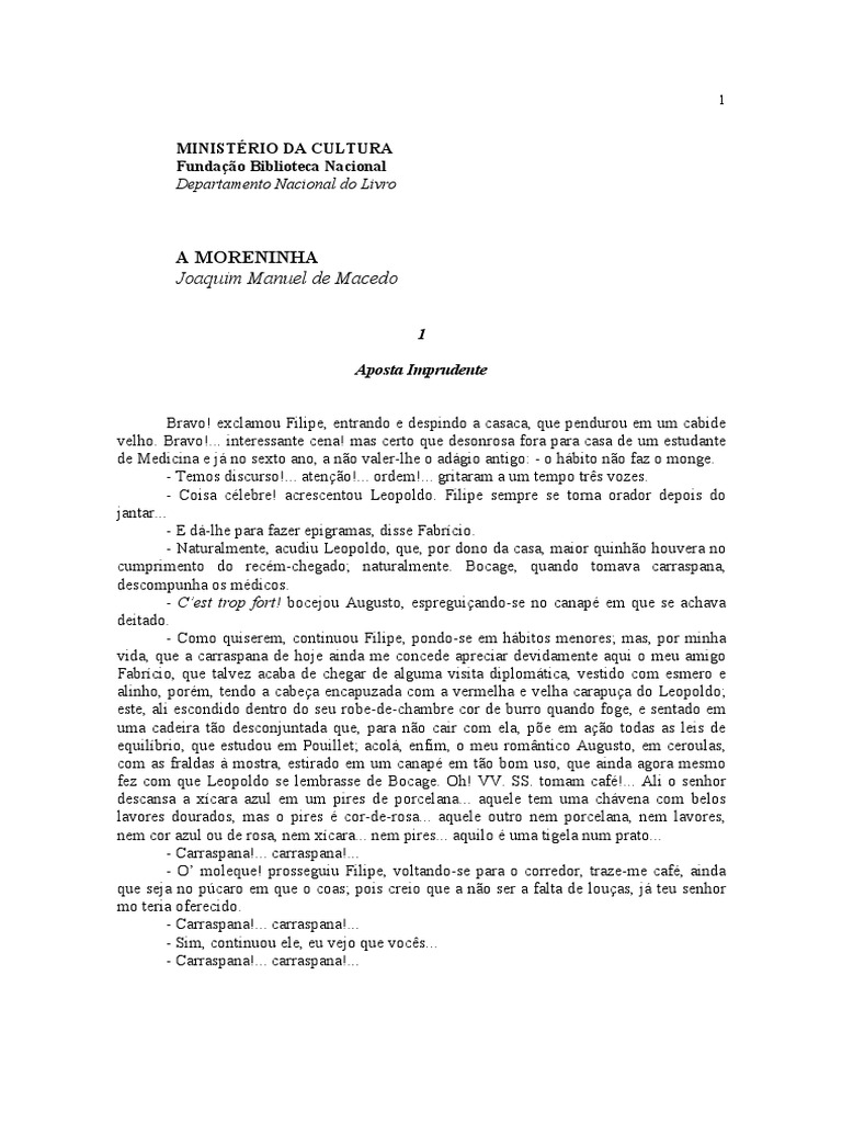 A Moreninha Pdf Augustus Romantismo