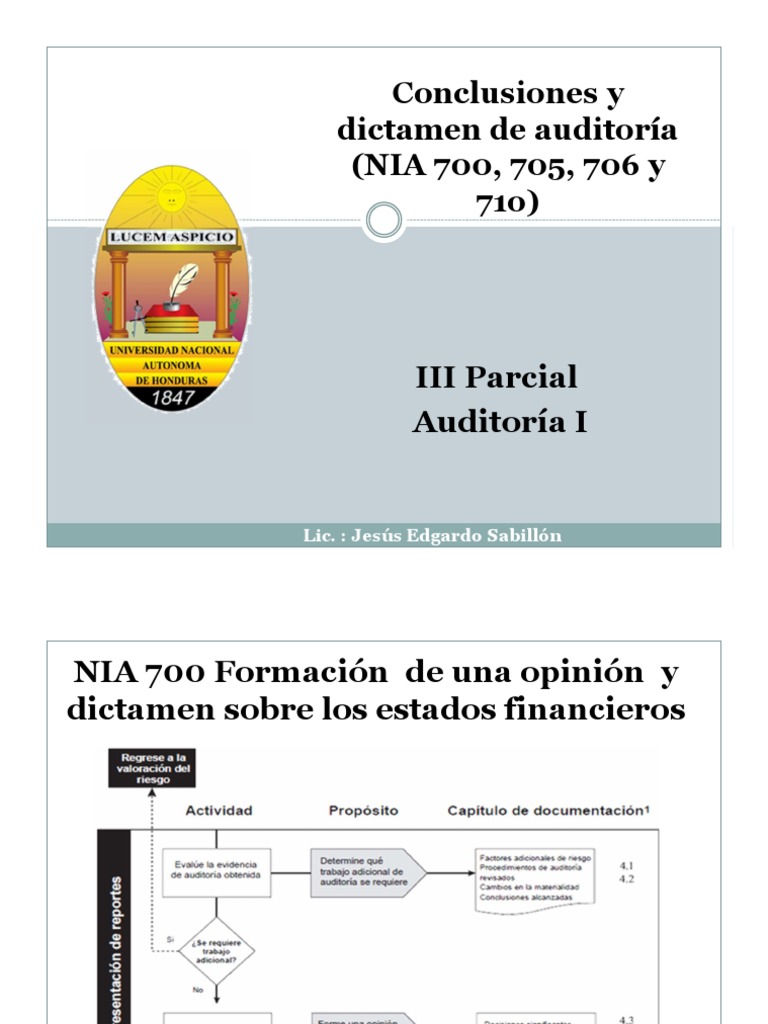 NIA 700-705-706 y 710 | PDF | Auditoría | Contralor