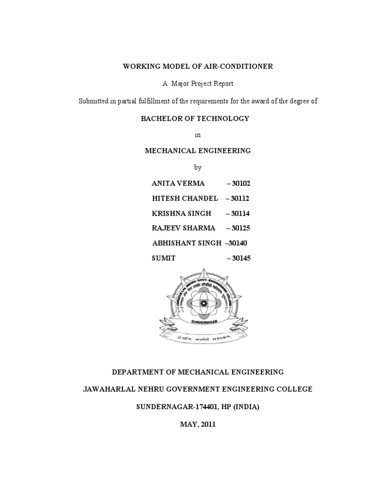 Major Project Report | PDF | Home Appliance | Air Conditioning