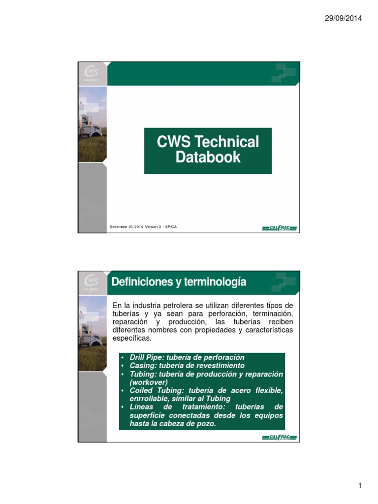 Sección 1. CWS Technical Data Book | PDF | Pulgada | Barril (Unidad)