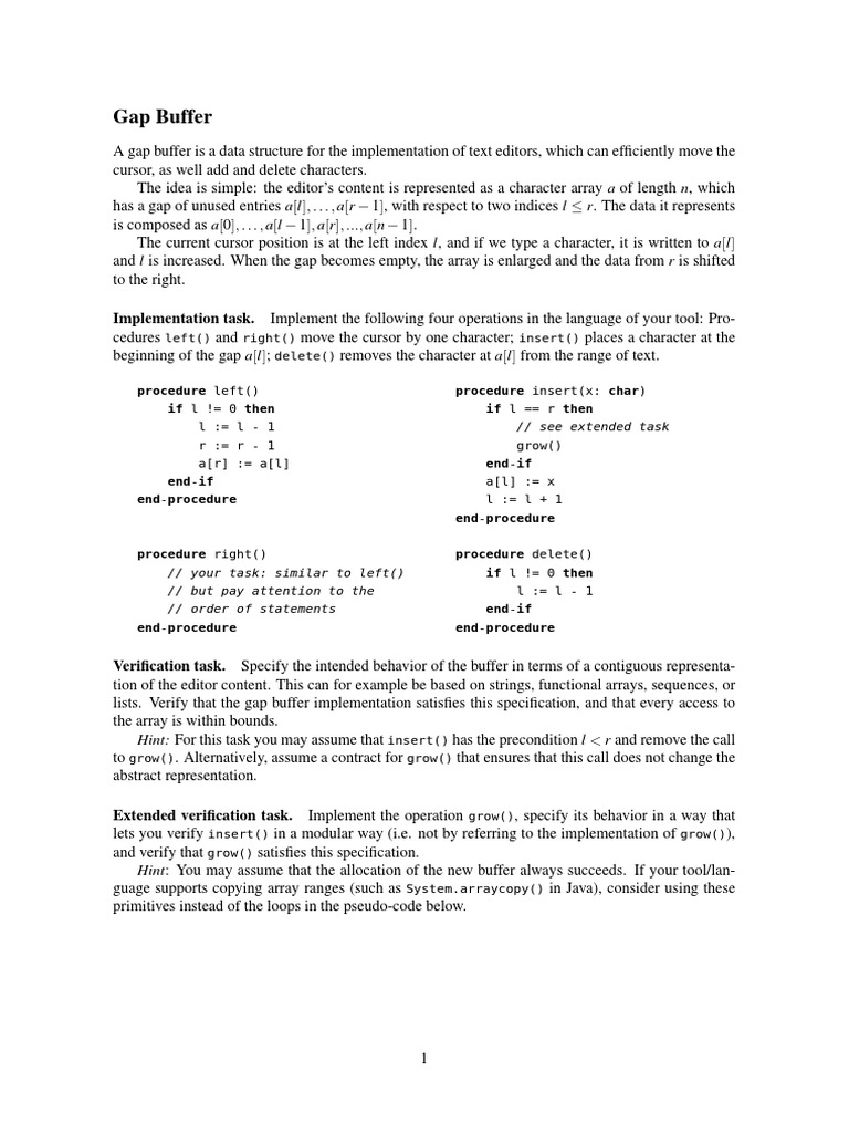 Gap Buffer: Procedure If Procedure If | PDF | Array Data Structure | String (Computer Science)