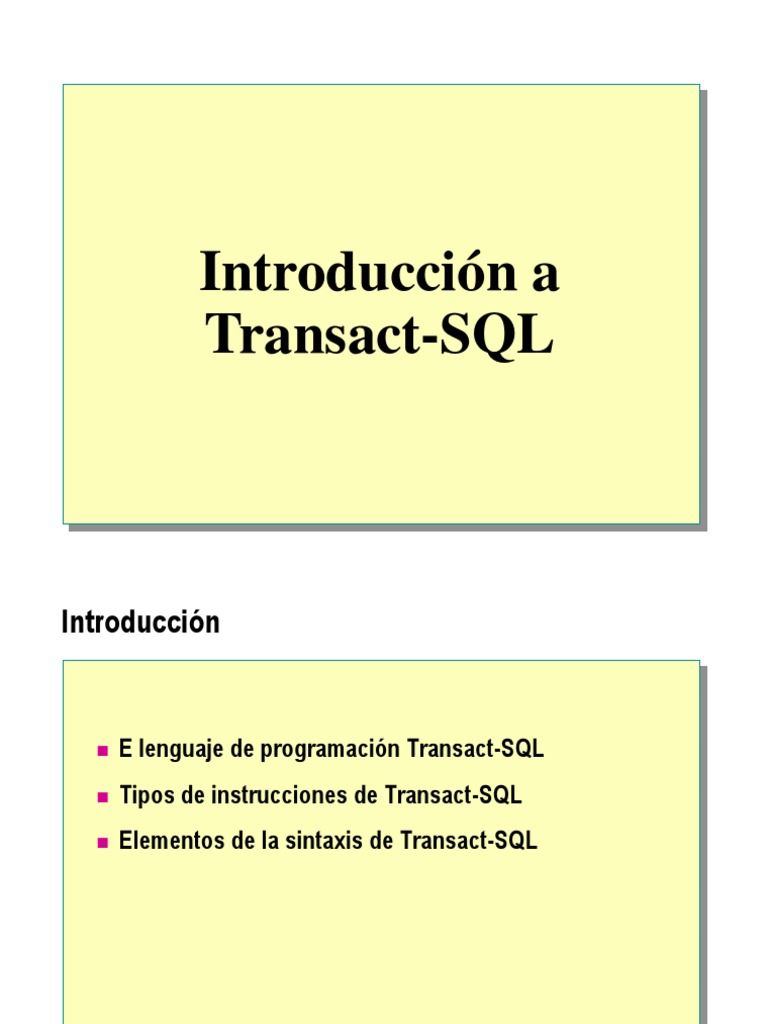 1 Introduccion A Transact SQL | PDF | SQL | Lenguaje de programación