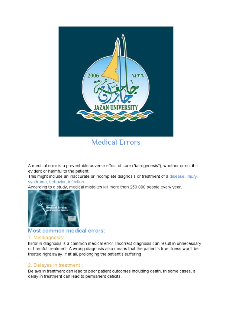 Common Medical Errors and Prevention | PDF | Medical Error | Medical ...
