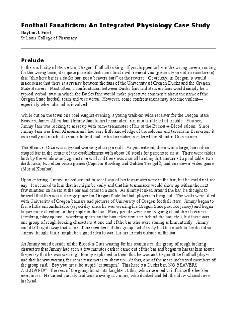 Football Fanaticism: An Integrated Physiology Case Study: Prelude | PDF ...