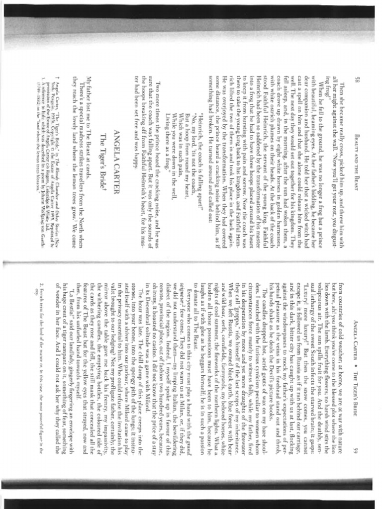 Angela Carter, The Tiger's Bride | PDF