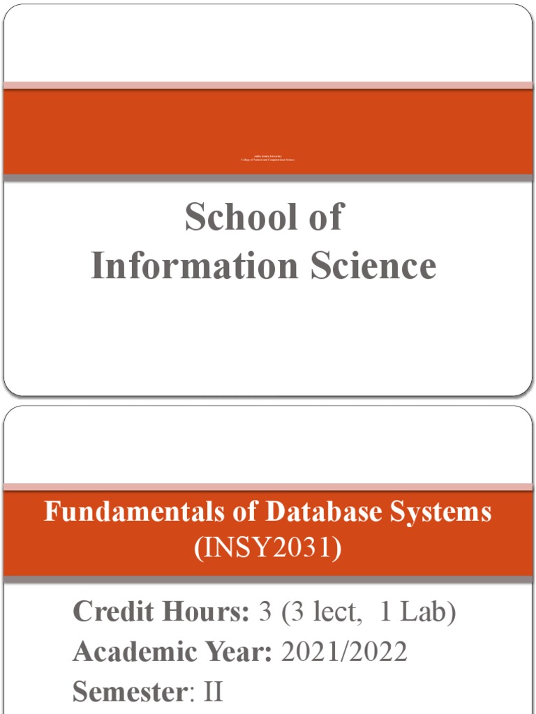 Fundamentals of Database Systems: An Overview of the Relational Model ...