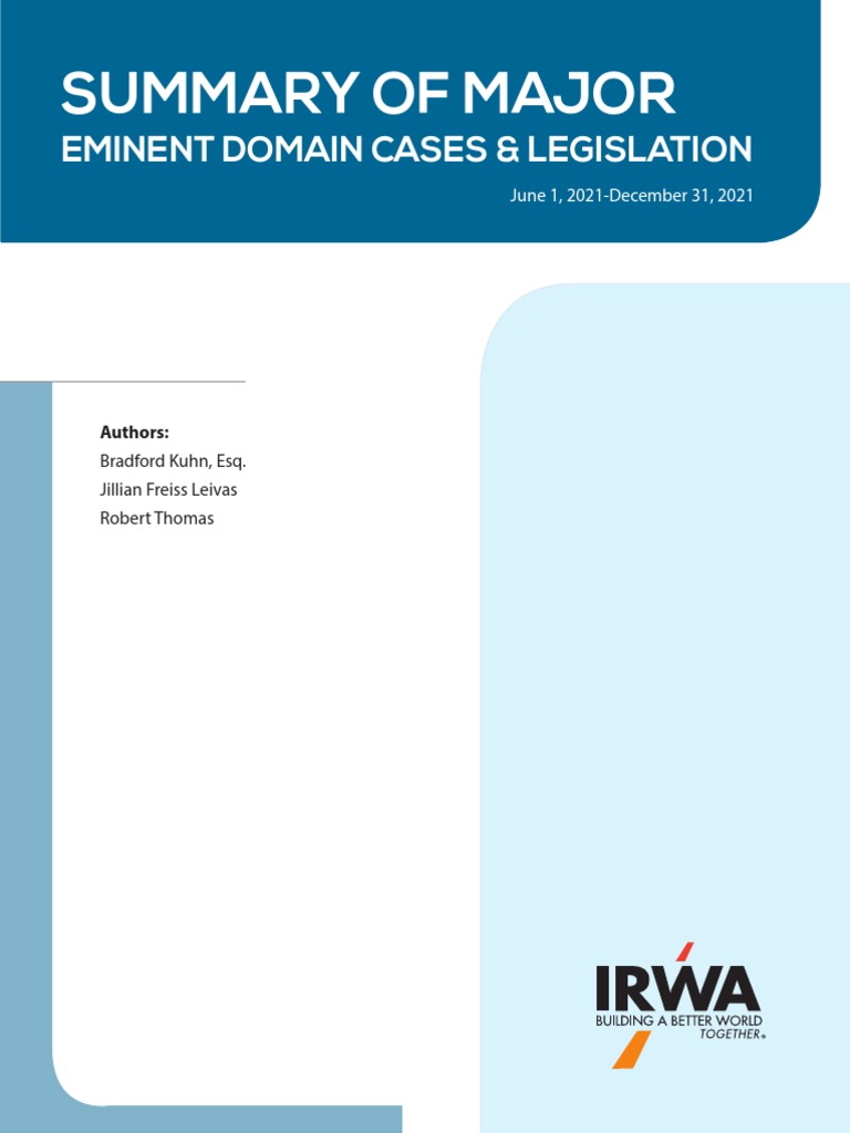 Eminent Domain Reports June 2021 | PDF | Eminent Domain | Lawsuit
