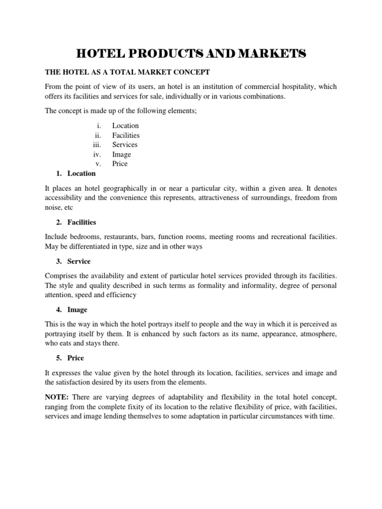 Hotel Products and Markets | PDF | Hotel | Market (Economics)