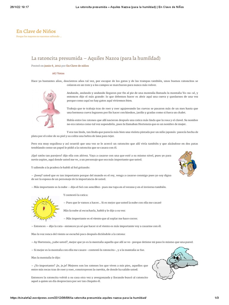 La ratoncita presumida – Aquiles Nazoa (para la humildad) _ En Clave de ...