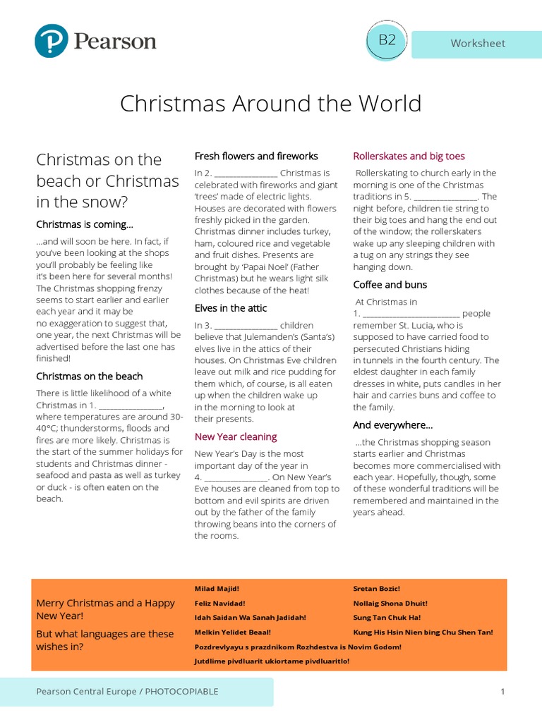 b2 Teenagers Christmas Around The World Lesson Plan Worksheet | PDF ...