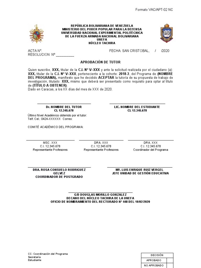 Formato Aprobación de Tutor | PDF