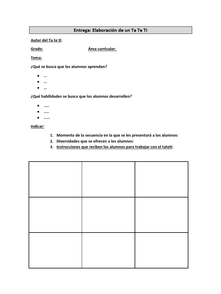 Instrucciones para Tatetí Imprimible | PDF | Crecimiento personal y ...