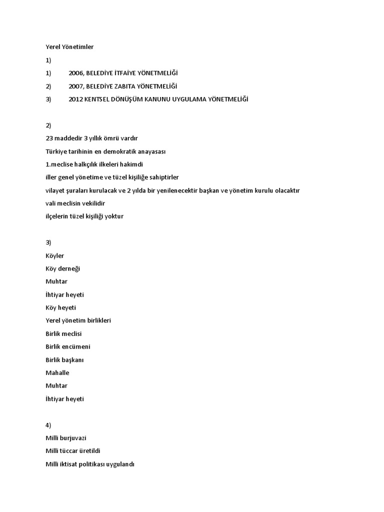 Yerel Yönetimler Vize | PDF