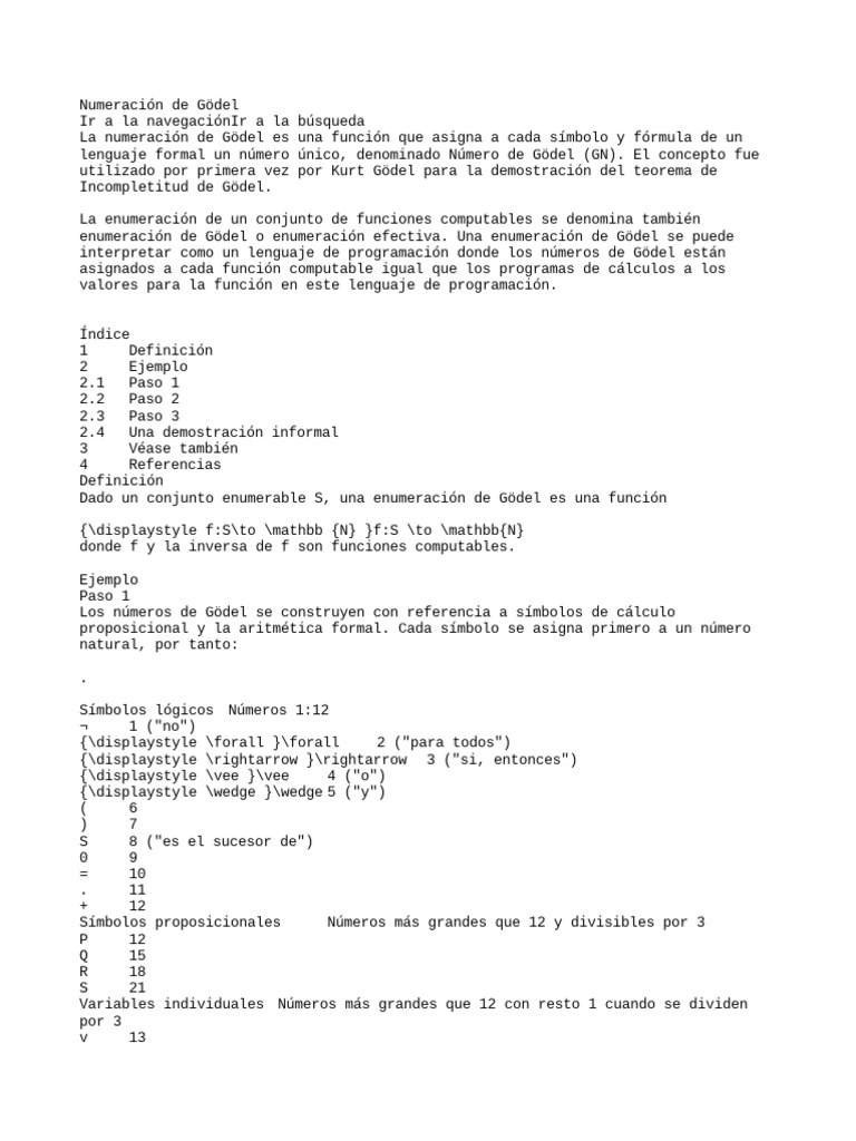 Numeracion de Godel | PDF | Matemáticas | Lógica matemática