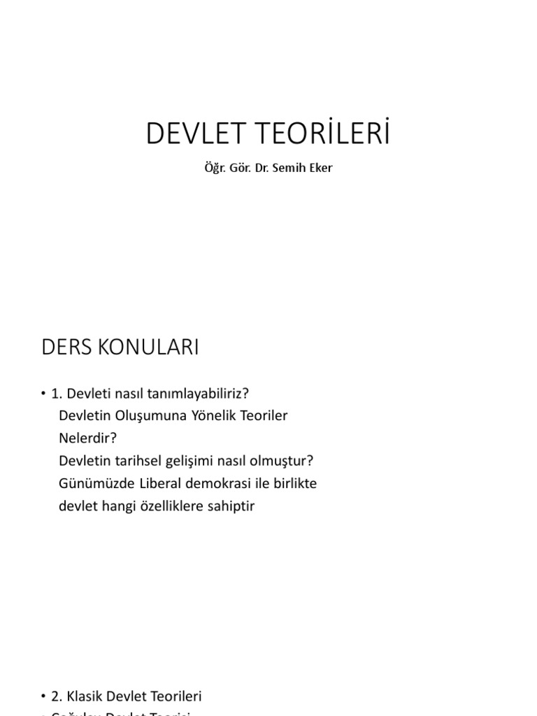 Devlet Teorileri Slayt 1-166 | PDF