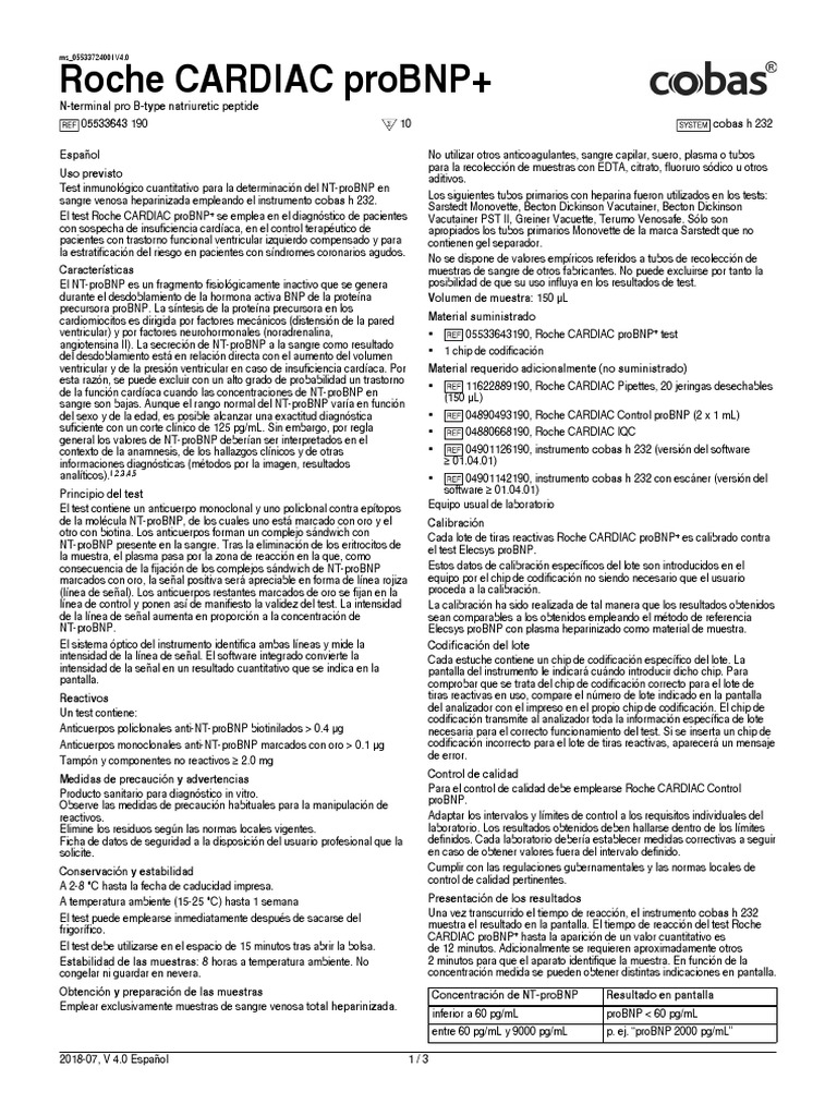 Insert - Roche CARDIAC proBNP+.ms - 05533724001.v4.es | PDF ...