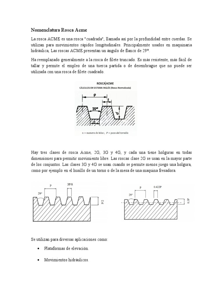 Nomenclatura Rosca Acme | PDF