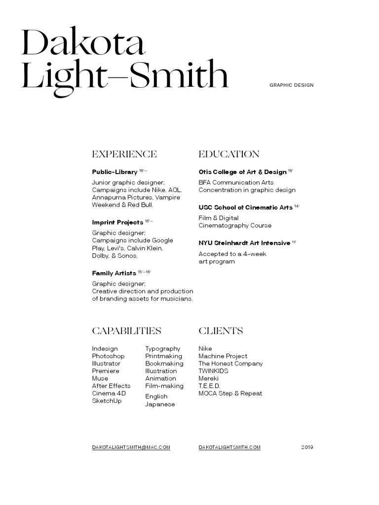 Dakota Light-Smith: Experience Education | PDF