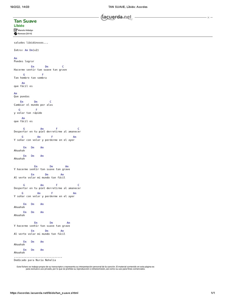 TAN SUAVE, Líbido - Acordes | PDF