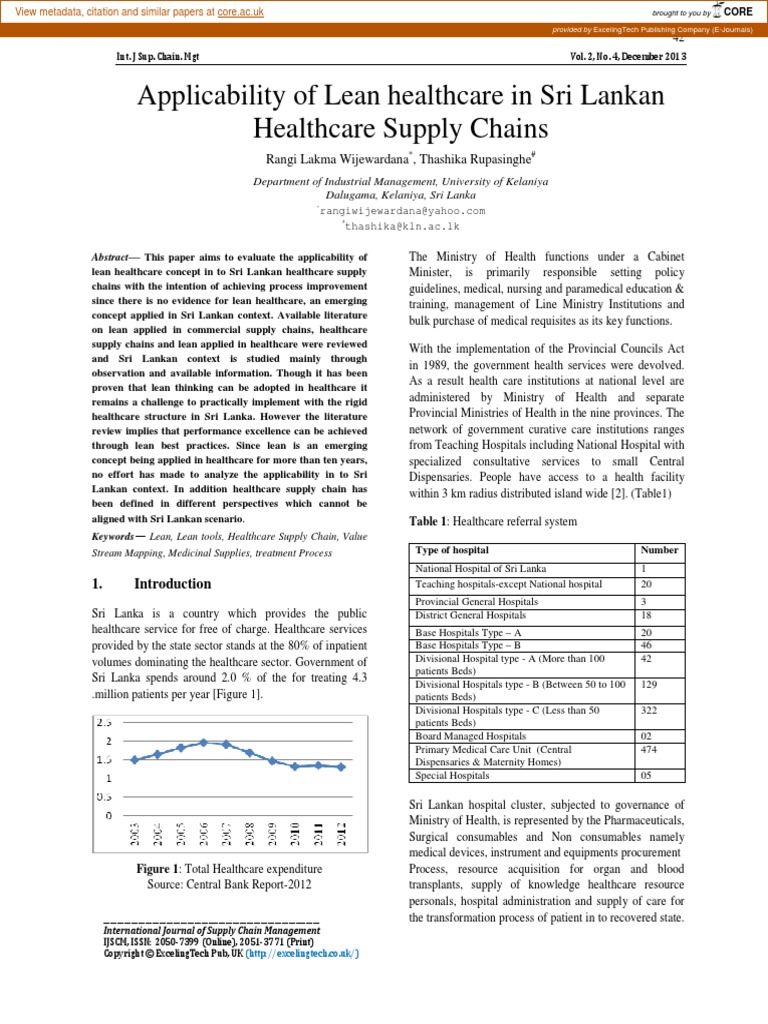 Applicability of Lean Healthcare in Sri Lankan | PDF | Lean ...