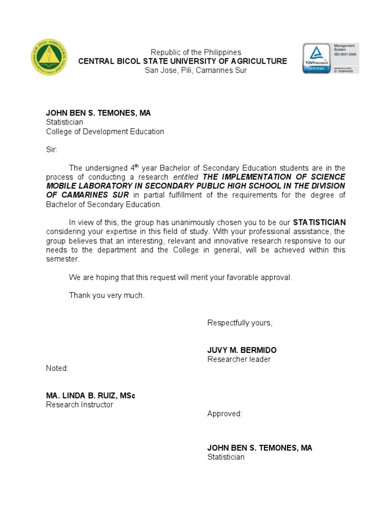 Statistician Letter | PDF | Bachelor's Degree | Titles