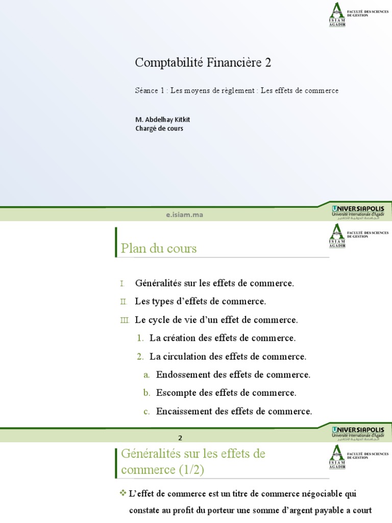 Les Effets de Commerce - Partie 1 | PDF | Effet de commerce | Commerce