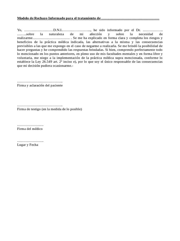 Modelo Rechazo Terapeutico | PDF | Derecho