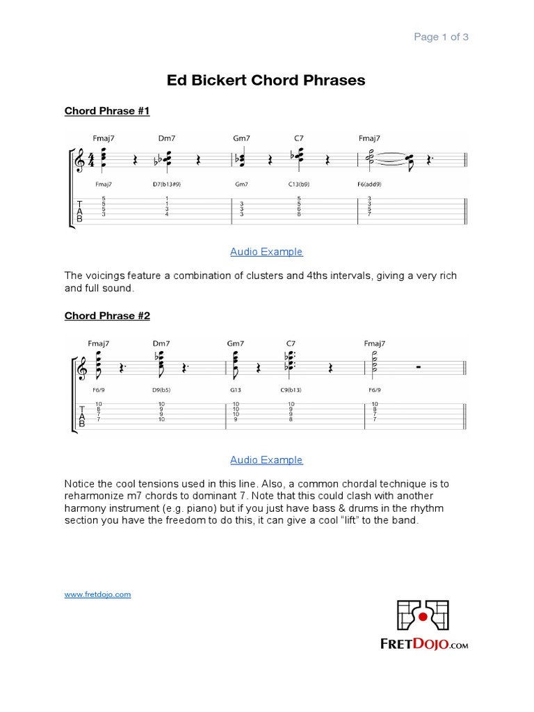 Ed Bickert Chord Techniques | PDF | Chord (Music) | Elements Of Music